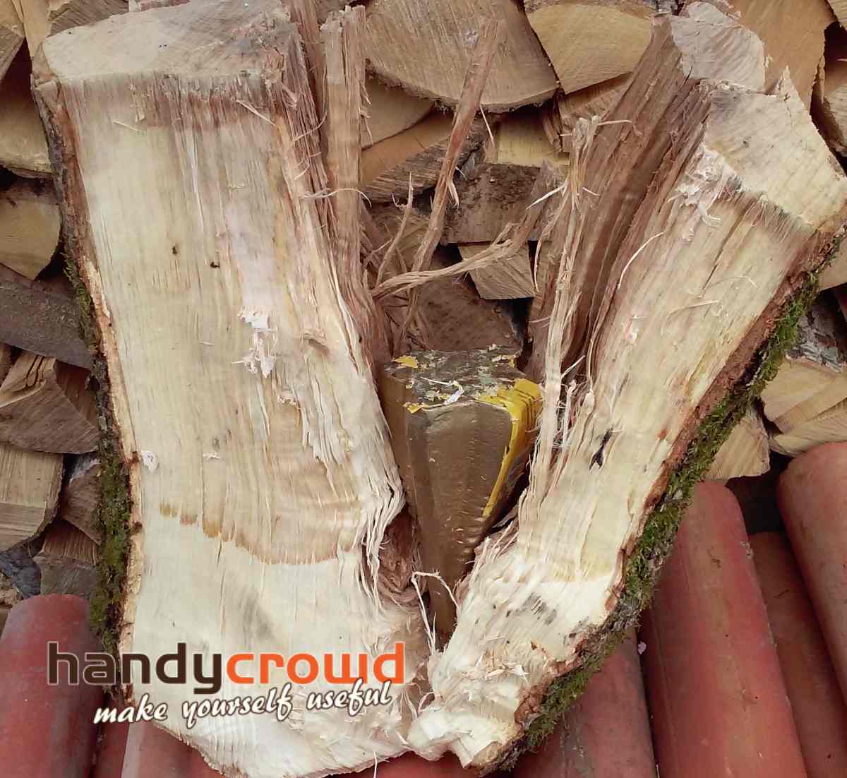 Difficult logs splitting maul and wood grenade